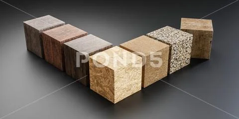 Wooden sample cubes isolated on black background: Graphic #253069725
