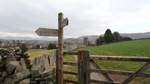Wooden trail sign where the nature path ... | Stock Video | Pond5