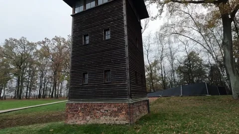 Wooden watchtower at Auschwitz concentra... | Stock Video | Pond5
