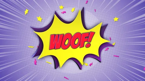 WOOF Comic Text Animation, with Alpha Ma... | Stock Video | Pond5