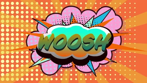 Woosh text on speech bubble against dots... | Stock Video | Pond5
