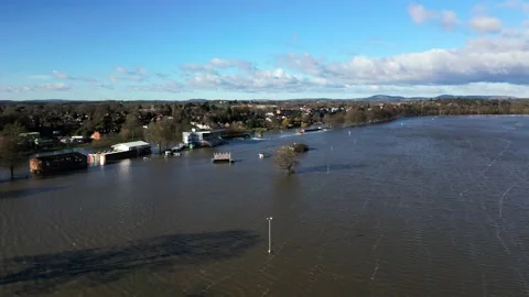 Worcester racecourse under water during ... | Stock Video | Pond5