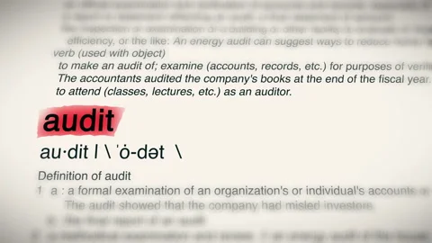 The Word Audit Red Highlighted in a Dict... | Stock Video | Pond5