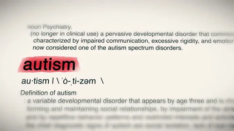 The Word Autism Red Highlighted in a Dic... | Stock Video | Pond5