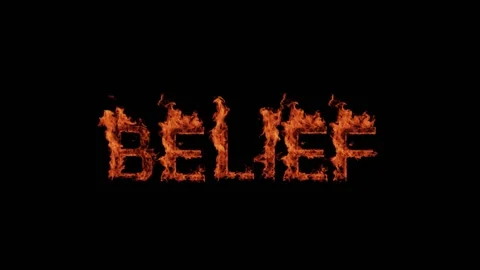 The word belief is on fire, the letters ... | Stock Video | Pond5