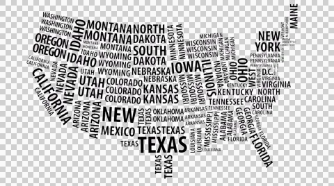 Word cloud of the United States map with... | Stock Video | Pond5