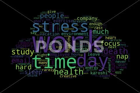 Word cloud of work concept on black background. Illustration #162565716