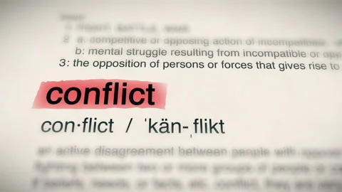 The Word conflict in a Dictionary Animat... | Stock Video | Pond5