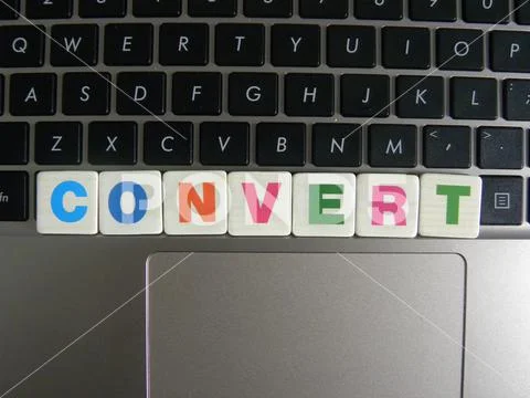Word Convert on keyboard background Stock Image ~ #183792046