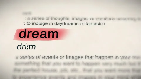 The Word dream in a Dictionary Animation | Stock Video | Pond5