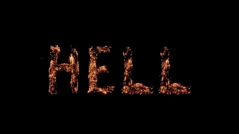 word HELL burning on black background | Stock Video | Pond5