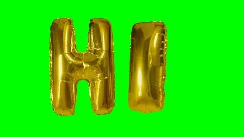 Word hi from helium gold balloon letters... | Stock Video | Pond5