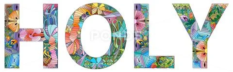 The word Holy. Colorful vector word isolated on a white background ...