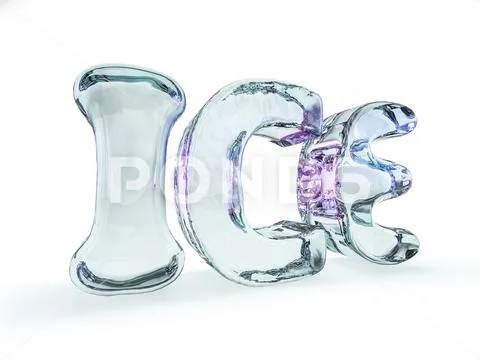 Word ICE made from ice letters on white background. 3D: Graphic #77882237