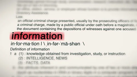 The Word Information Red Highlighted in ... | Stock Video | Pond5