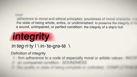 The Word Integrity Red Highlighted in a ... | Stock Video | Pond5