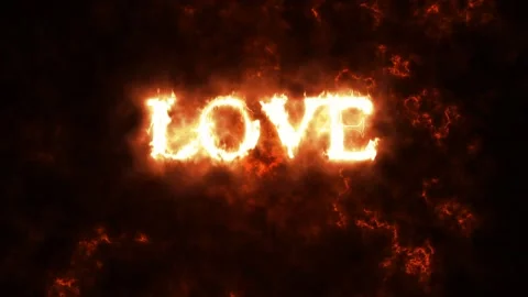 The word LOVE written with igniting fire... | Stock Video | Pond5
