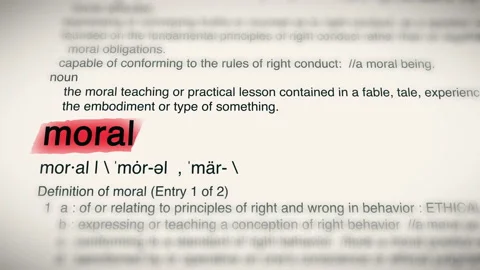 The Word Moral Red Highlighted in a Dict... | Stock Video | Pond5