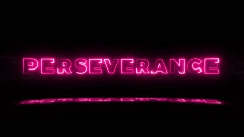 Word 'PERSEVERANCE' neon glowing on blac... | Stock Video | Pond5