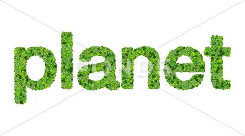 Word planet made from green leaves on gradient background. Illustration ...