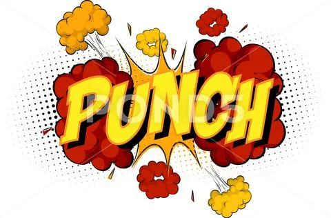 Word Punch on comic cloud explosion background: Royalty Free #150076518