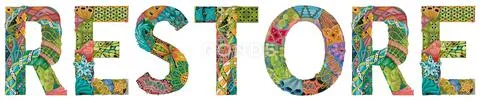 Word RESTORE. Vector zentangle object for decoration: Royalty Free ...