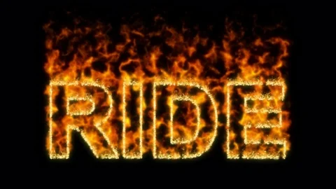 The word RIDE flares up and burns out. A... | Stock Video | Pond5