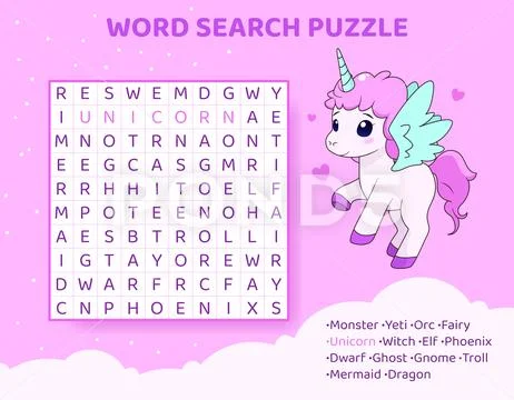 Word search puzzle with magical creatures and animals. ~ Clip Art ...