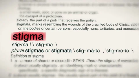 The Word Stigma Red Highlighted in a Dic... | Stock Video | Pond5