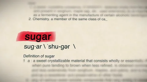 The Word Sugar in a Dictionary Animation | Stock Video | Pond5