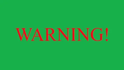The Word Warning Flashes on Green Screen... | Stock Video | Pond5