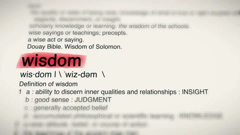 The Word Wisdom Red Highlighted in a Dic... | Stock Video | Pond5