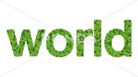 Word world made from green leaves on gradient background. ~ Clip Art ...