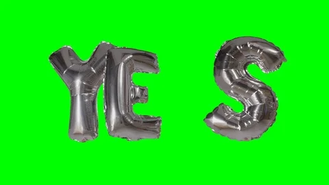 Word yes from helium silver balloon lett... | Stock Video | Pond5