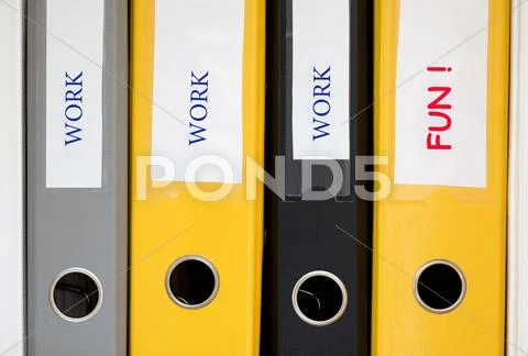 Work and life balance Work and Fun Signs on Office Folders Stock Image ...