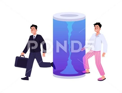 Work to home transition portal vector illustration ~ Clip Art #274054115