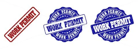 WORK PERMIT Scratched Stamp Seals: Graphic #99373257