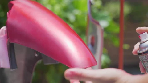 worker man hand coating motorcycle paint... | Stock Video | Pond5