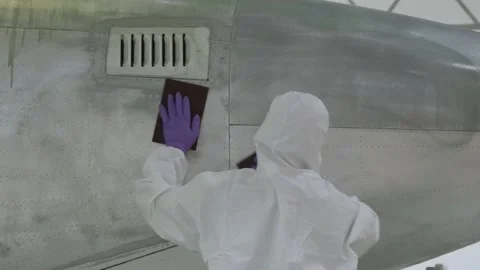Worker Sanding Airbus a320 Aircraft Fuse... | Stock Video | Pond5