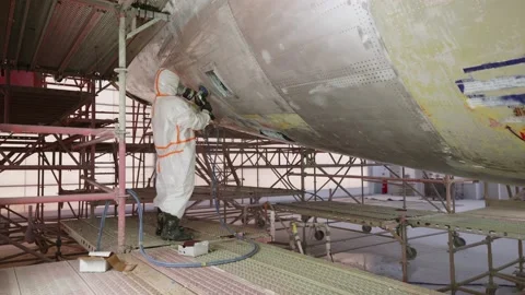 Worker Sanding Airbus a320 Aircraft Fuse... | Stock Video | Pond5