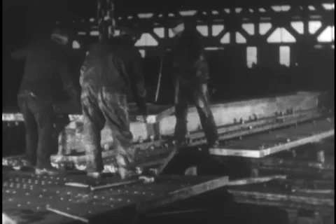 Workers arrange and assemble the steel c... | Stock Video | Pond5