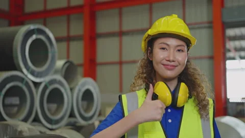 Workers standing, smiling thumbs up and ... | Stock Video | Pond5
