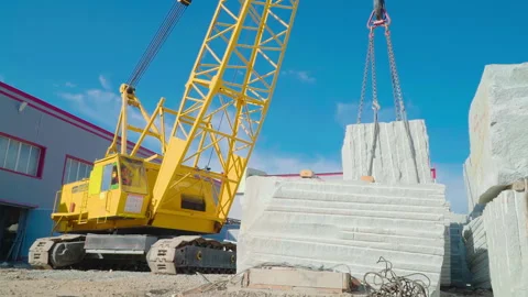 Workers Using Crane Machine To Lift Gran... | Stock Video | Pond5