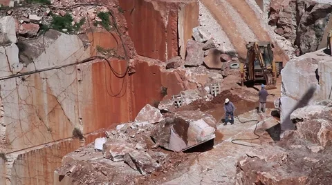 workers working in marble stone quarry w... | Stock Video | Pond5