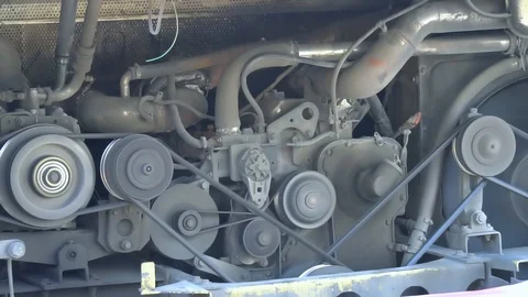 Working bus, truck diesel engine with mo... | Stock Video | Pond5