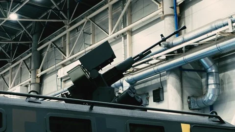 A working combat module with a machine g... | Stock Video | Pond5