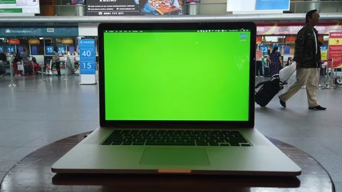 Working on laptop with green screen on t... | Stock Video | Pond5