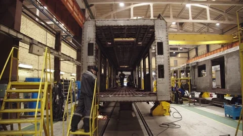 Working process of train car assembly. F... | Stock Video | Pond5