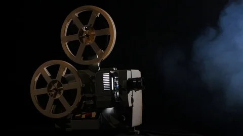 Working projector side view studio. Smok... | Stock Video | Pond5