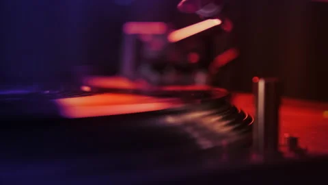 A working record player. Man putting hea... | Stock Video | Pond5